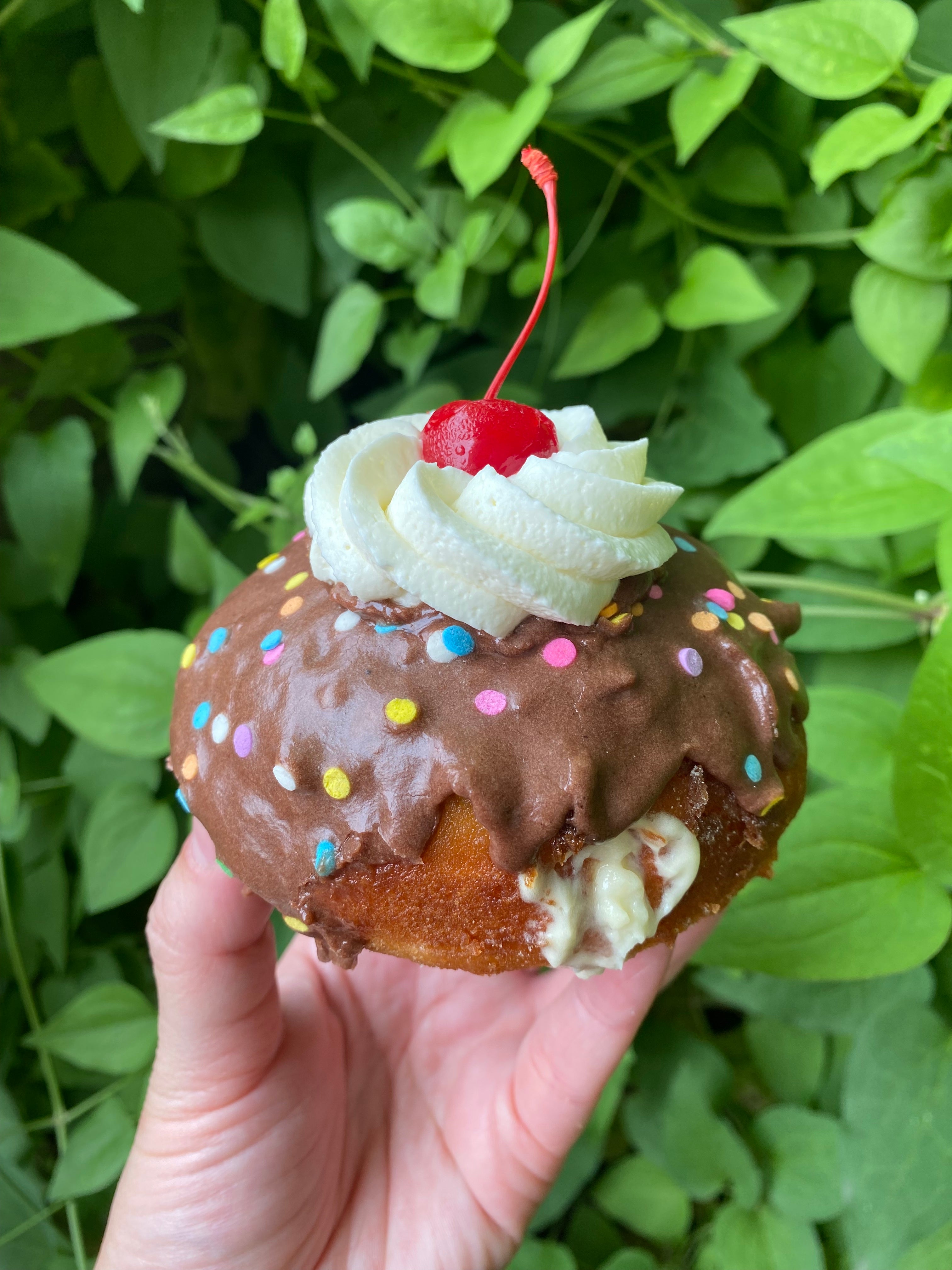 Hot Fudge Sundae Donut | Okie Dokie Donuts